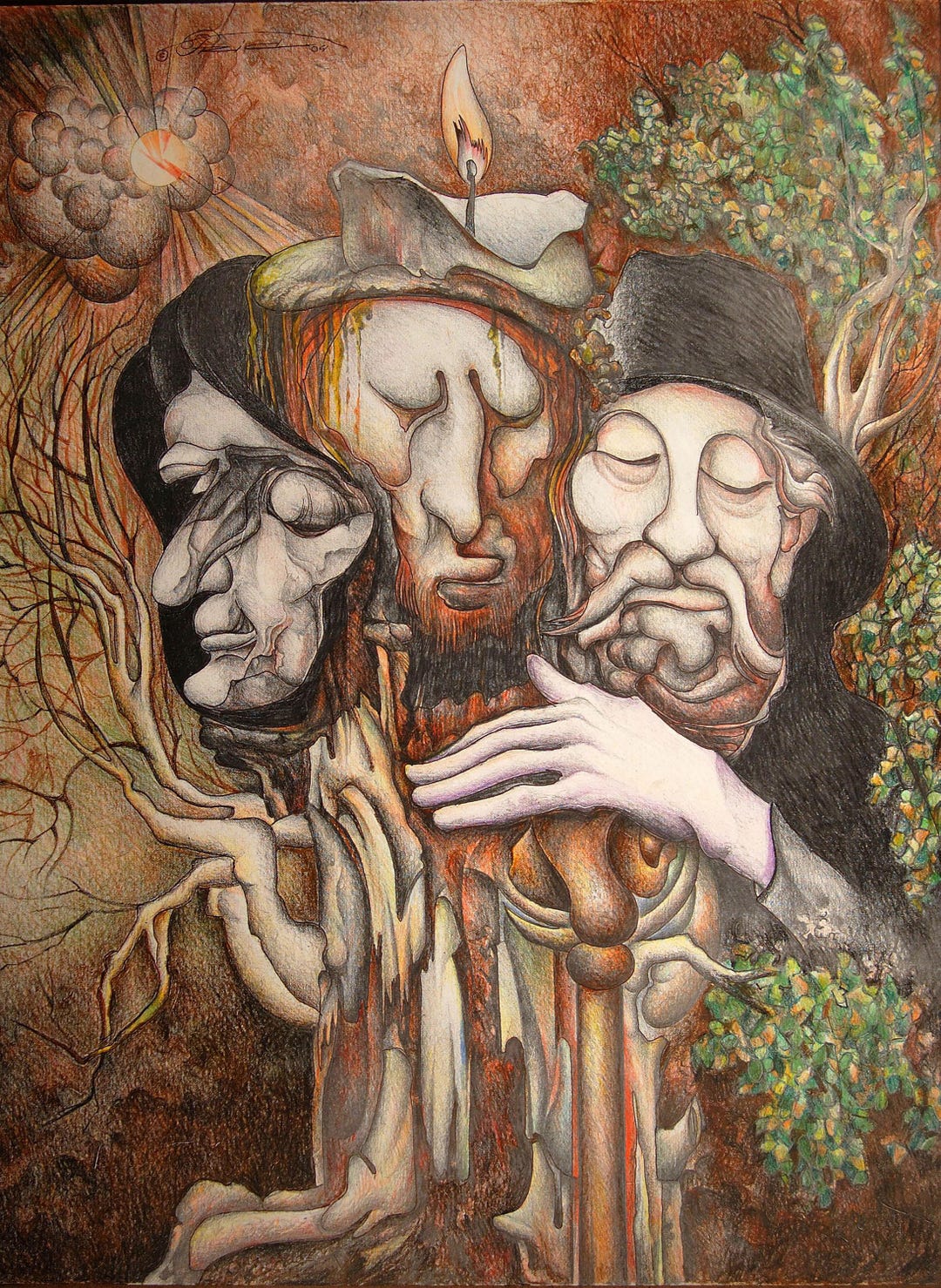 569 Old Age India Ink, Color Pencil on Paper 19x24 2004 - Etsy