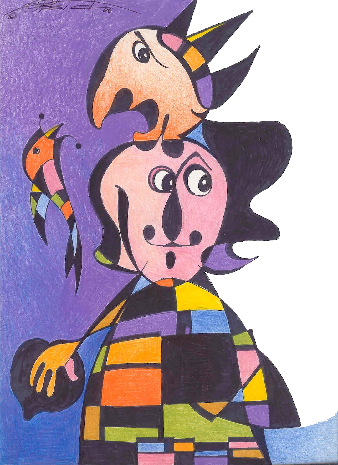 1392 Jealous People India Ink, Color Pencil on Paper 9x12 2006 - Etsy
