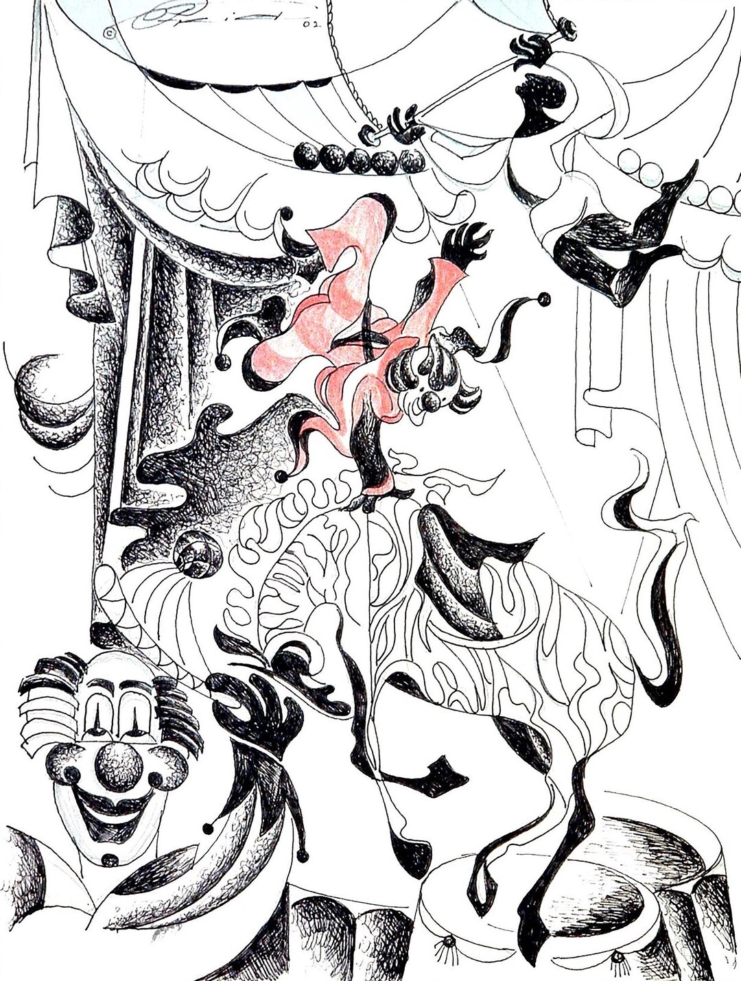 472 the Circus India Ink, Color Pencil on Paper 11x14 2002 - Etsy