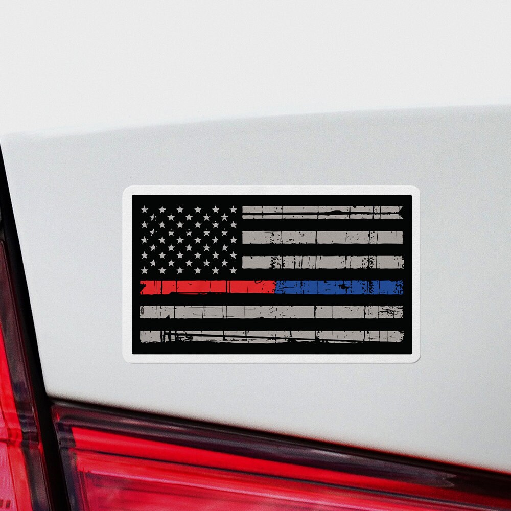 2 Pack - Thin Blue and Red Line Flag Tattered Decal Vinyl Sticker - Etsy