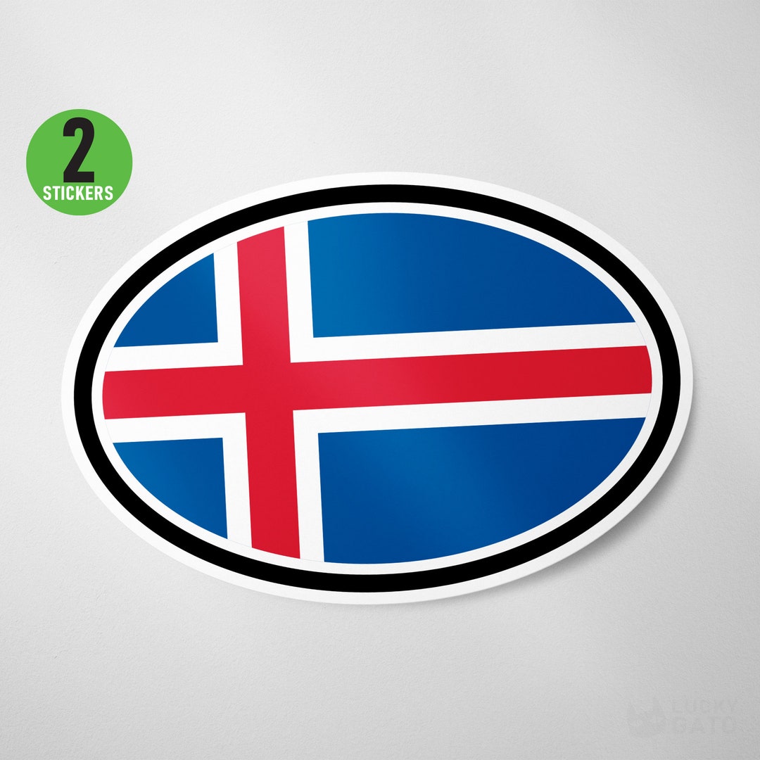 2 Pack - Iceland Flag Oval Sticker Vinyl Decal - Etsy