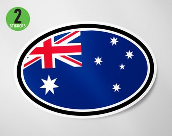 2 X 10cm Australia Flag Vinyl Stickers Australian Map Travel Adventure ...