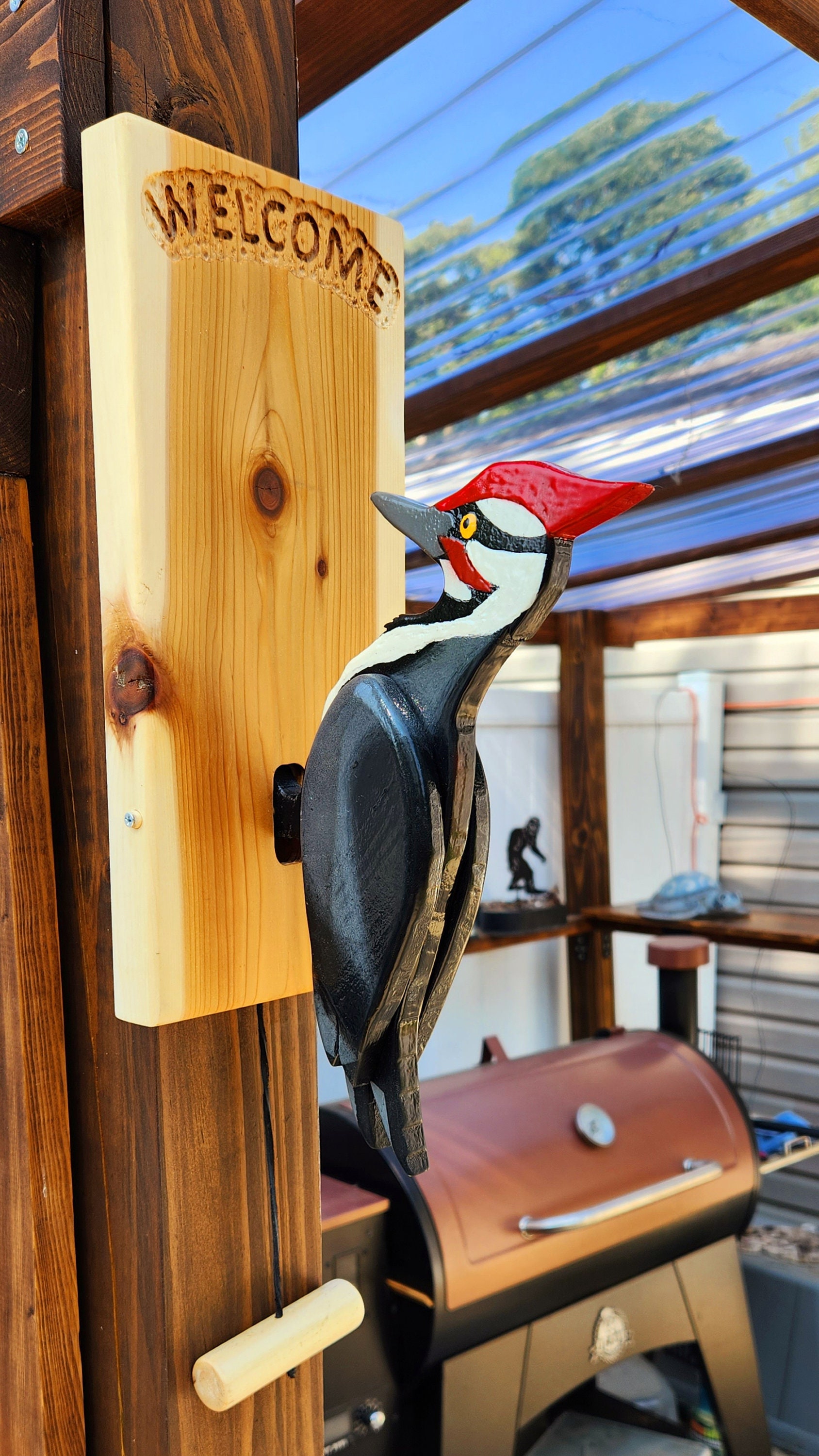 Woodpecker Door Knocker Handmade Wood Door Knocker Pileated - Etsy