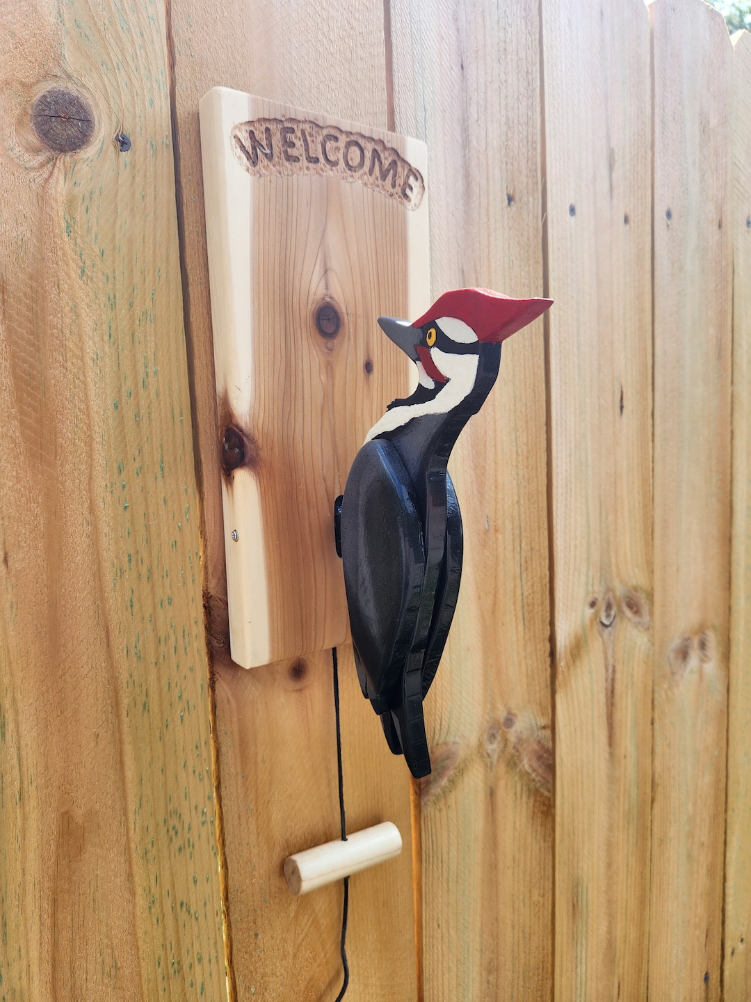 Woodpecker Door Knocker, Handmade Wood Door Knocker, Pileated ...