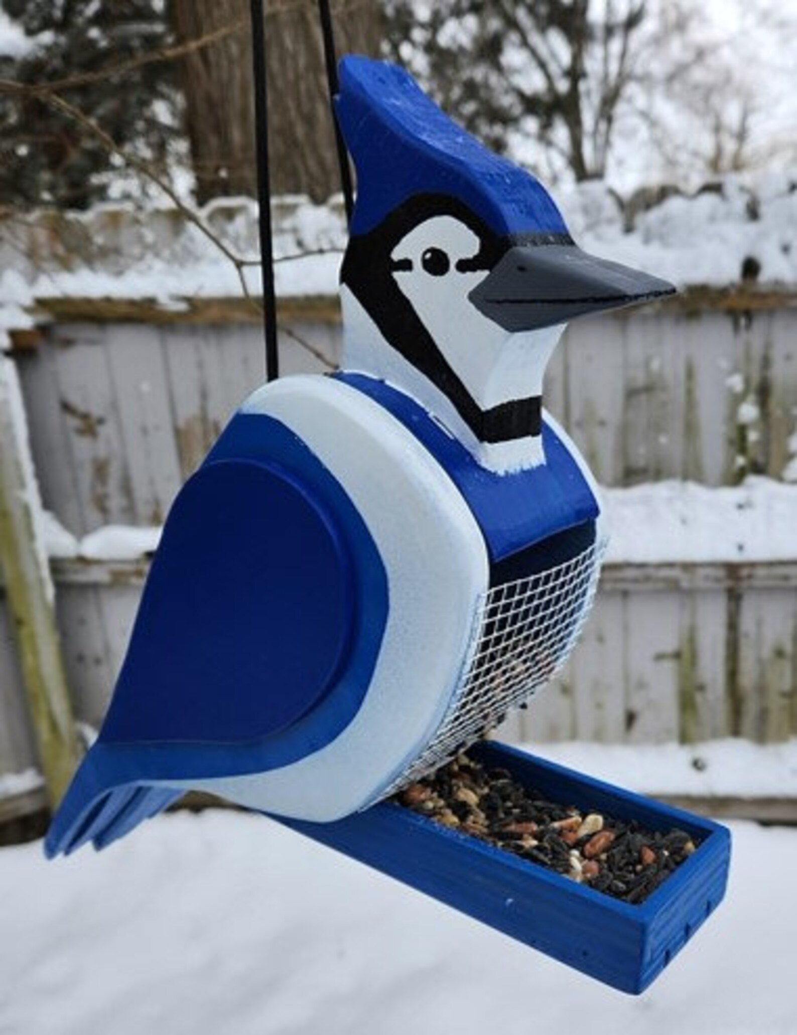 Handmade Blue Jay Bird Feeder, Blue Jay Bird Feeder, Unique Bird Feeder ...
