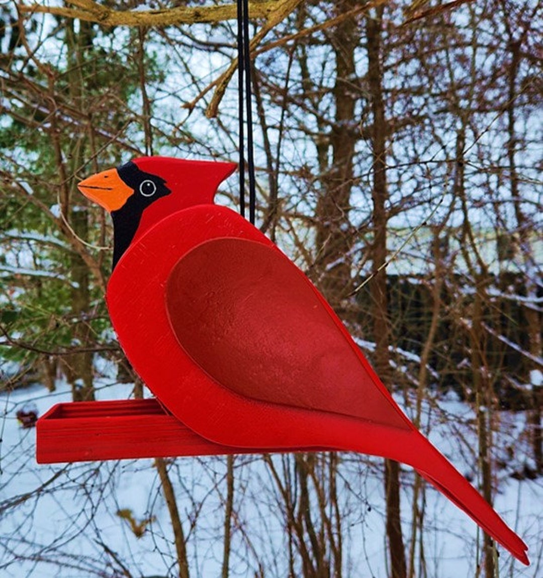Handmade Cardinal Bird Feeder, Cardinal Bird Feeder, Unique Wooden Bird ...