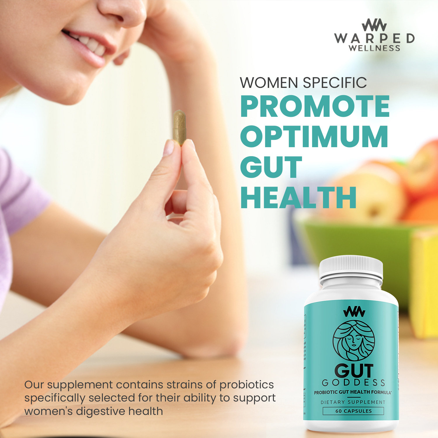 Womens Gut Health Support Supplement | Female Probiotic Digestive Enzyme Vitamin | Digestion ...