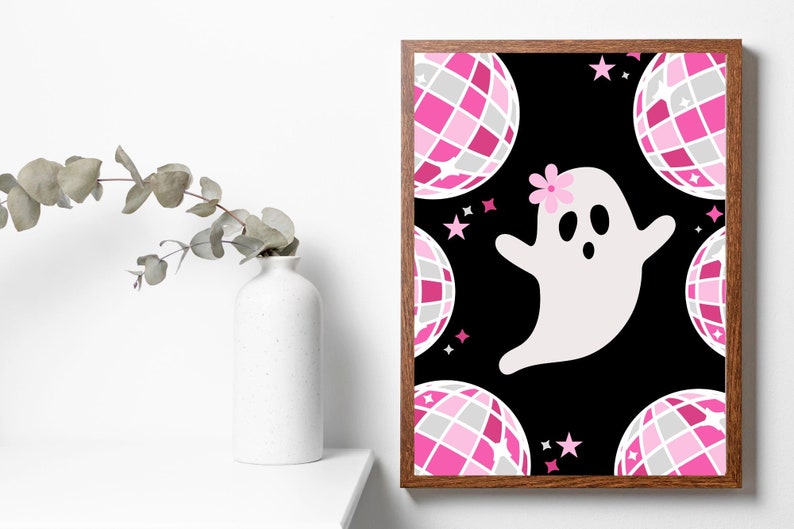 Retro Disco Ghost Print/ Halloween Disco Print/ Spooky Season Wall Art ...