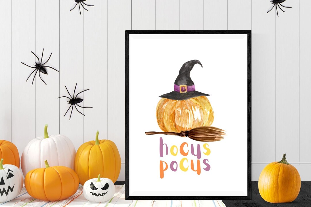 Hocus Pocus Pumpkin Witch Printable/ Boho Halloween Wall Art Print - Etsy