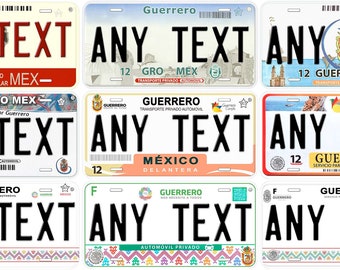 Guerrero License Plate Modern Black, Mexican State Car Plate, Placas ...