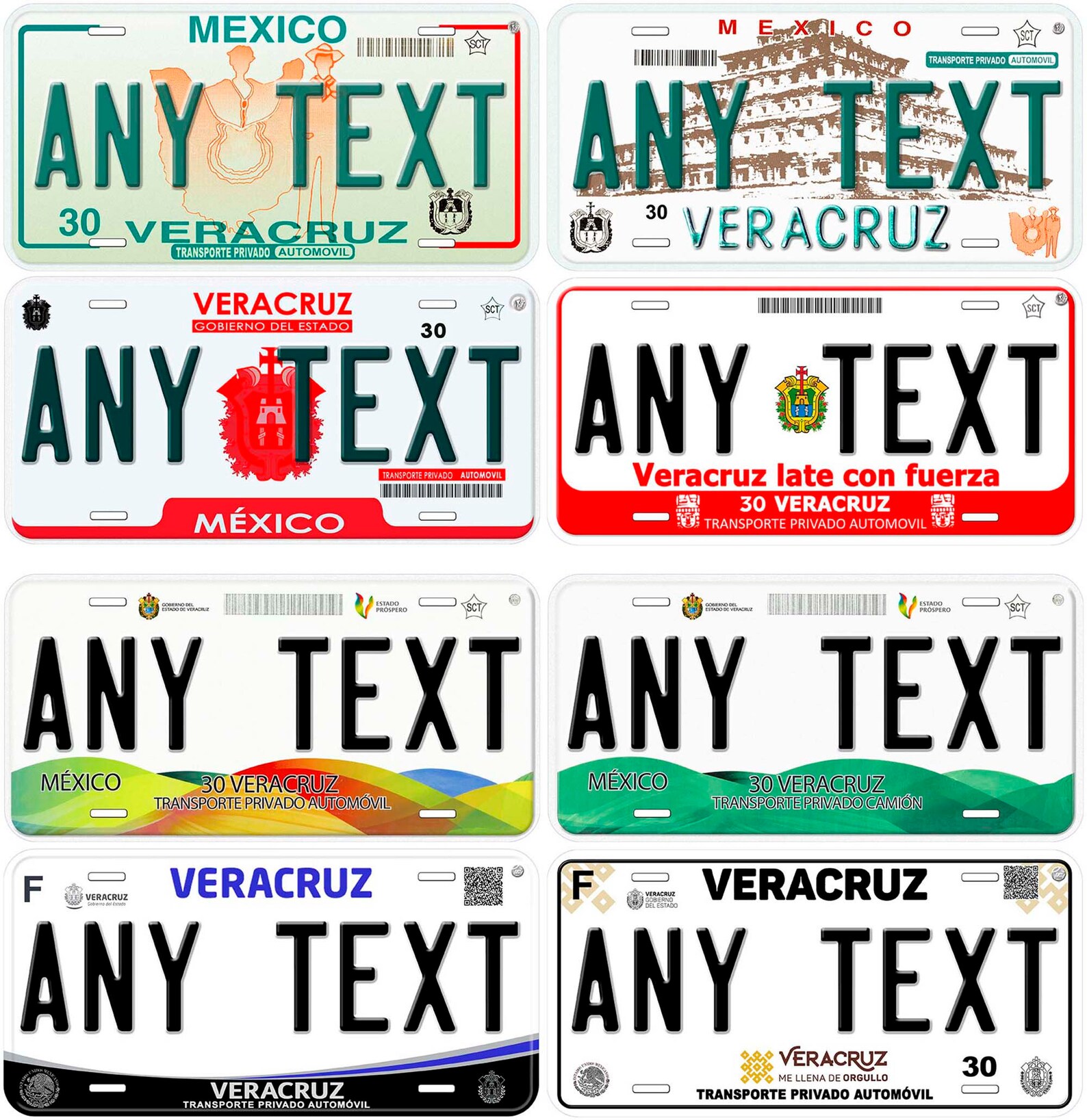 Veracruz Personalized Car Auto Mexico License Plates Any Text - Etsy