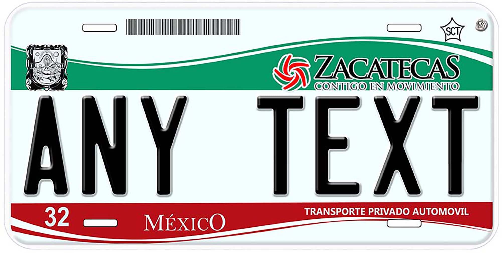 Zacatecas Personalized Car Auto Mexico License Plates Any Text - Etsy