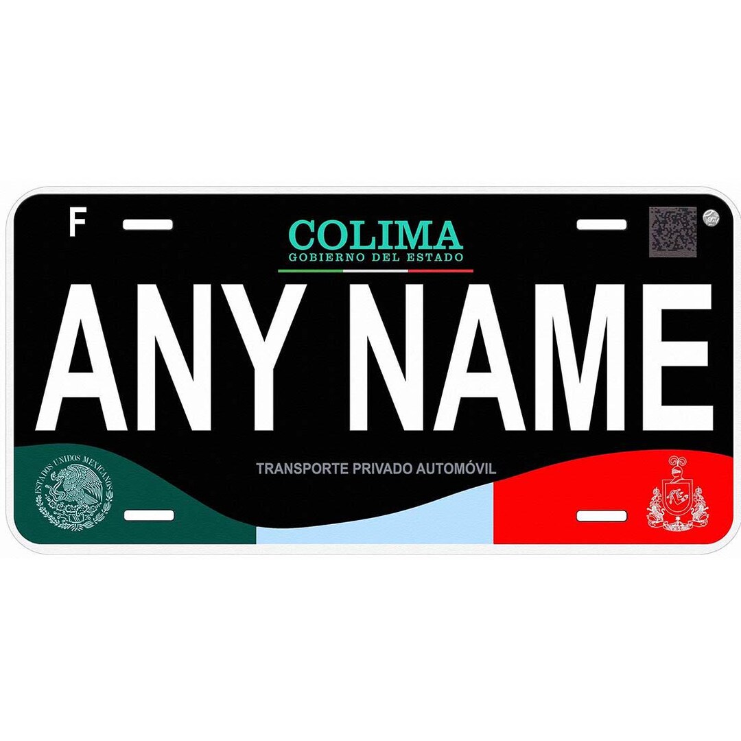 Black Colima Personalized Car Auto Mexico License Plates Any Name - Etsy