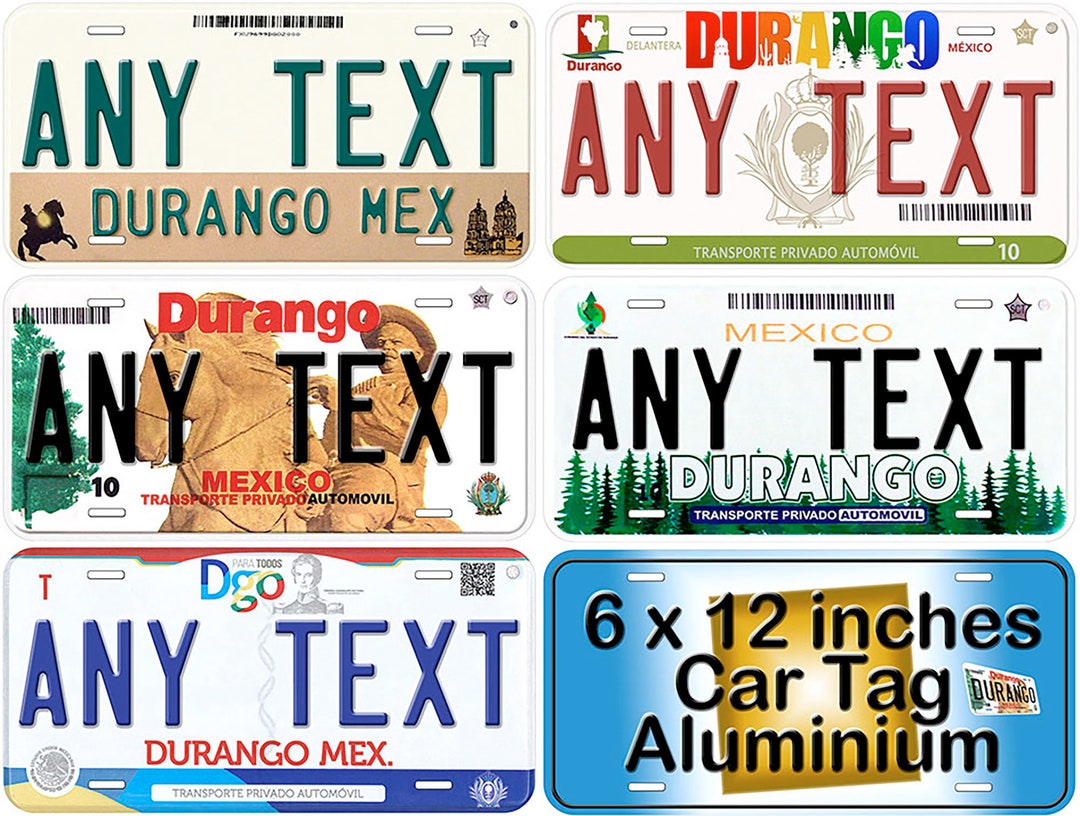 Durango Personalized Car Auto Mexico License Plates Any Text - Etsy