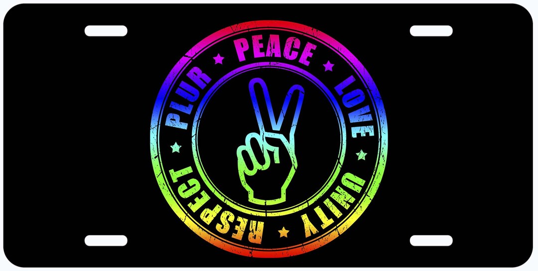 Plur Peace Love Unity Respect Car Size Novelty Auto License - Etsy