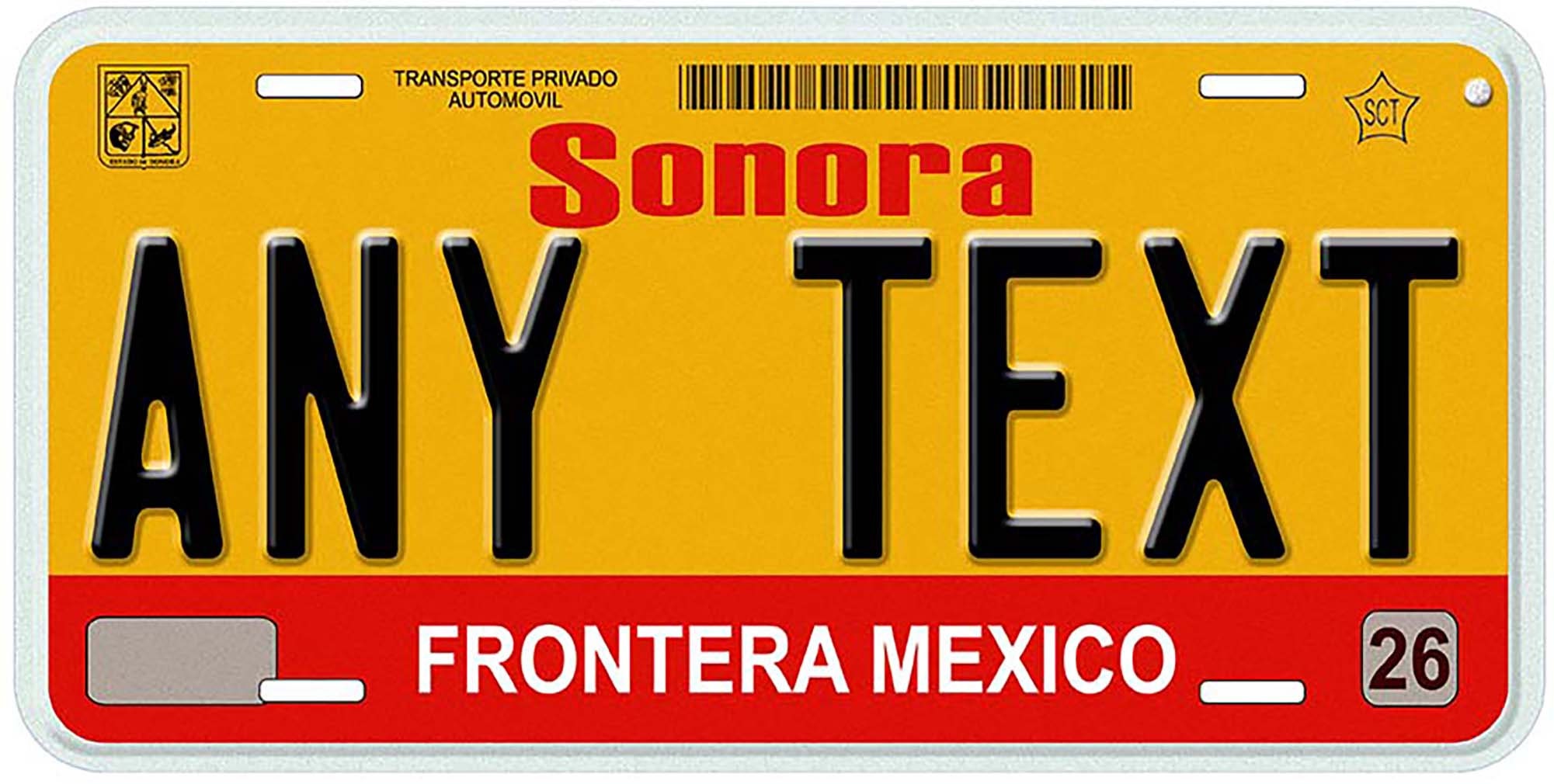 Sonora Personalized Car Auto Mexico License Plates Any Text - Etsy