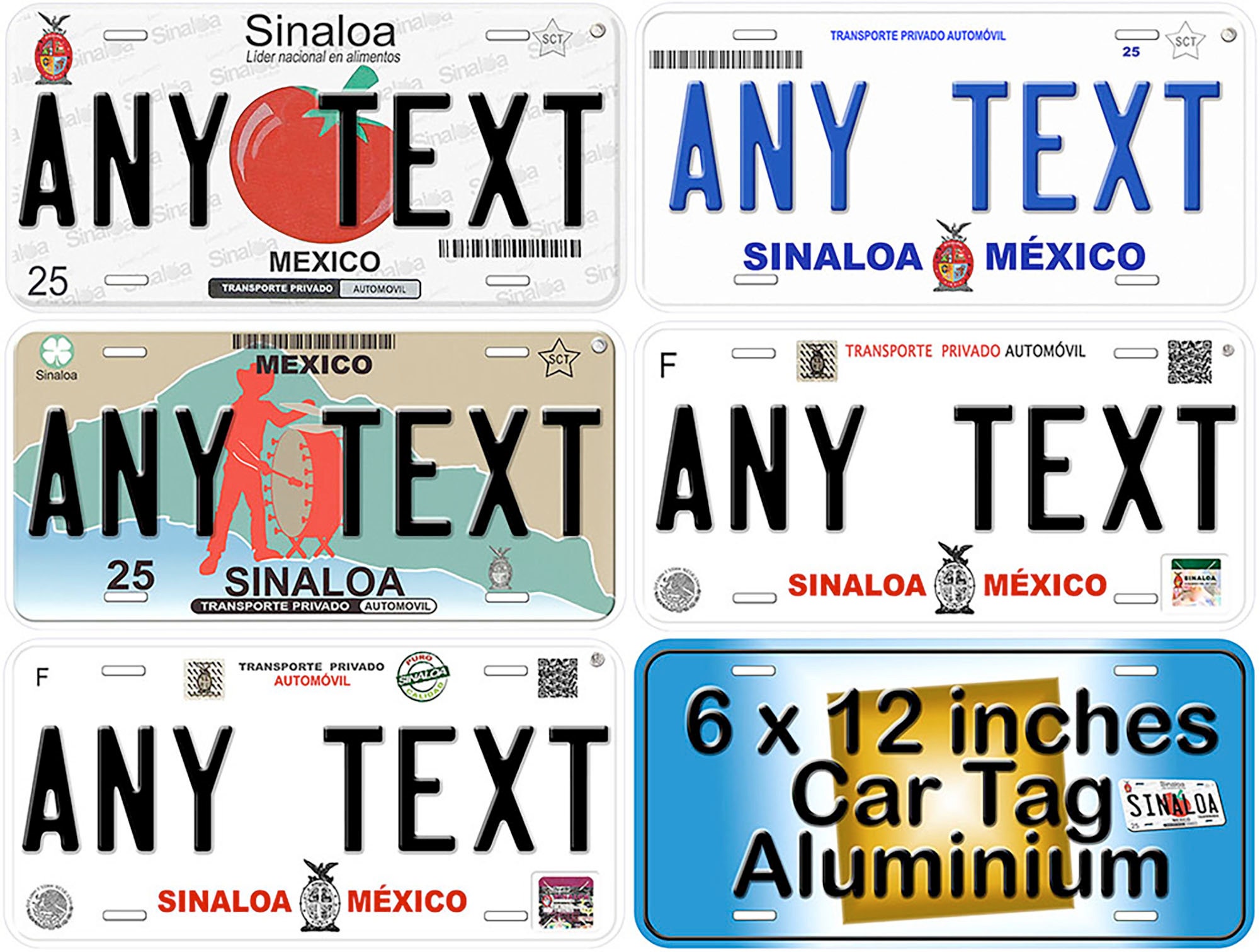 Sinaloa Personalized Car Auto Mexico License Plates Any Text - Etsy
