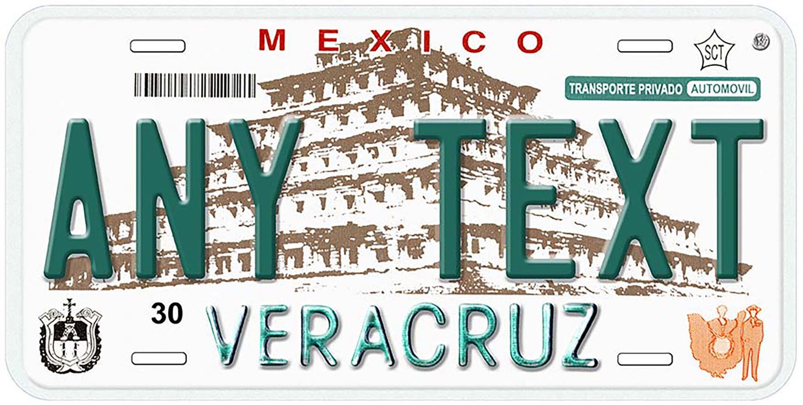 Veracruz Personalized Car Auto Mexico License Plates Any Text - Etsy