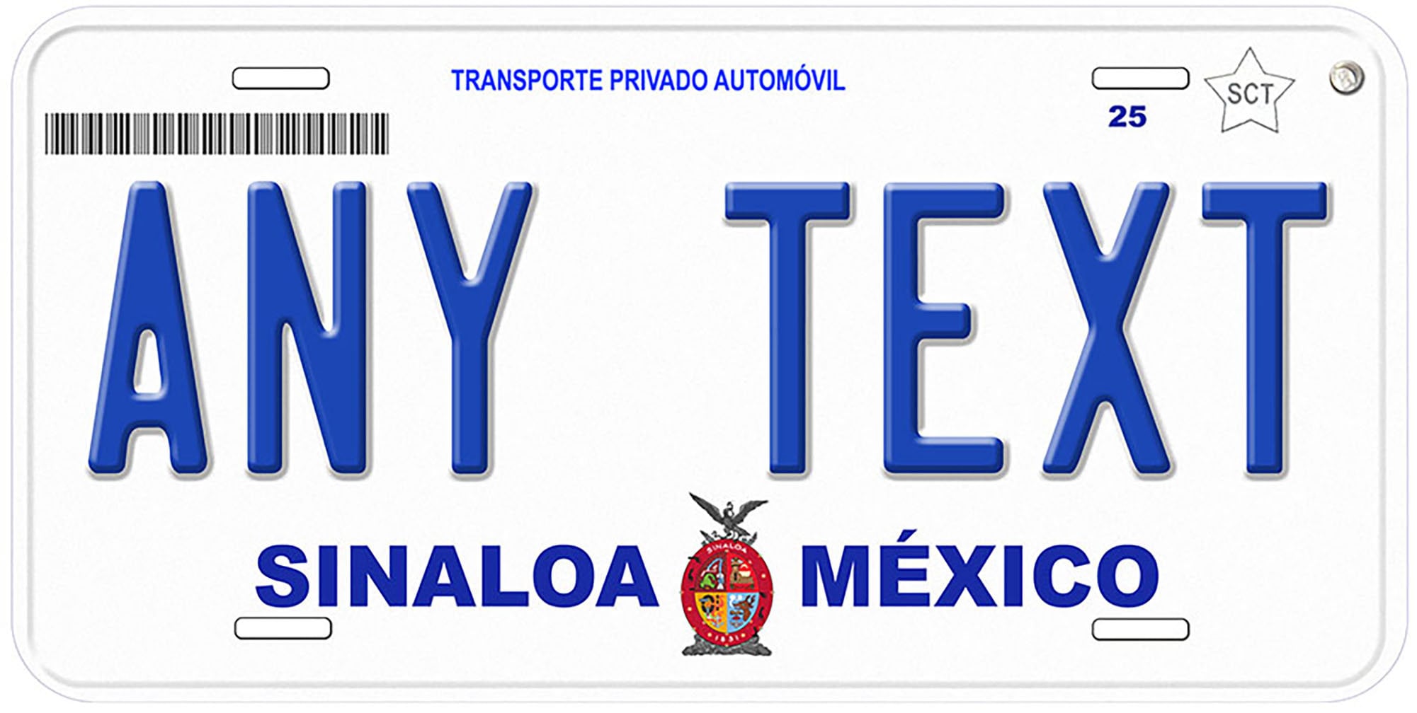 Sinaloa Personalized Car Auto Mexico License Plates Any Text - Etsy