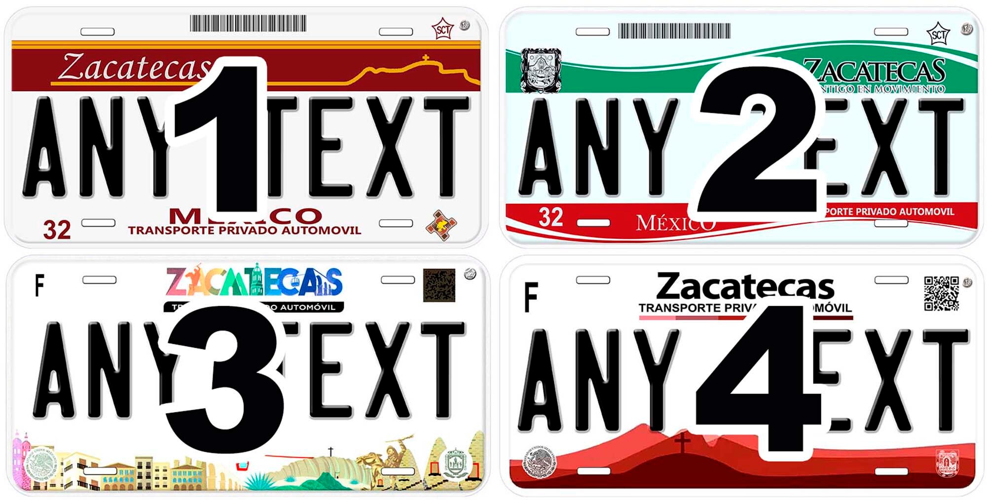 Zacatecas Personalized Car Auto Mexico License Plates Any Text - Etsy