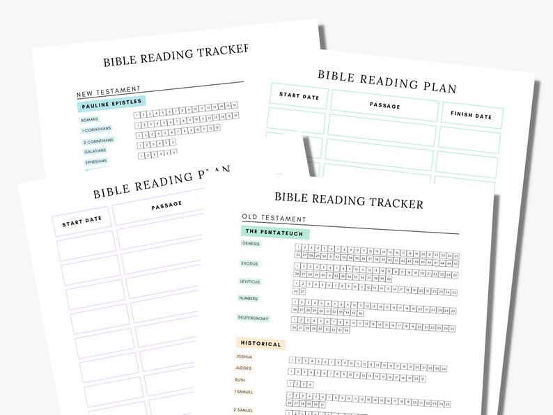 Bible Reading Plan Chart Printable, Bible Tracker, Bible Study Resource ...