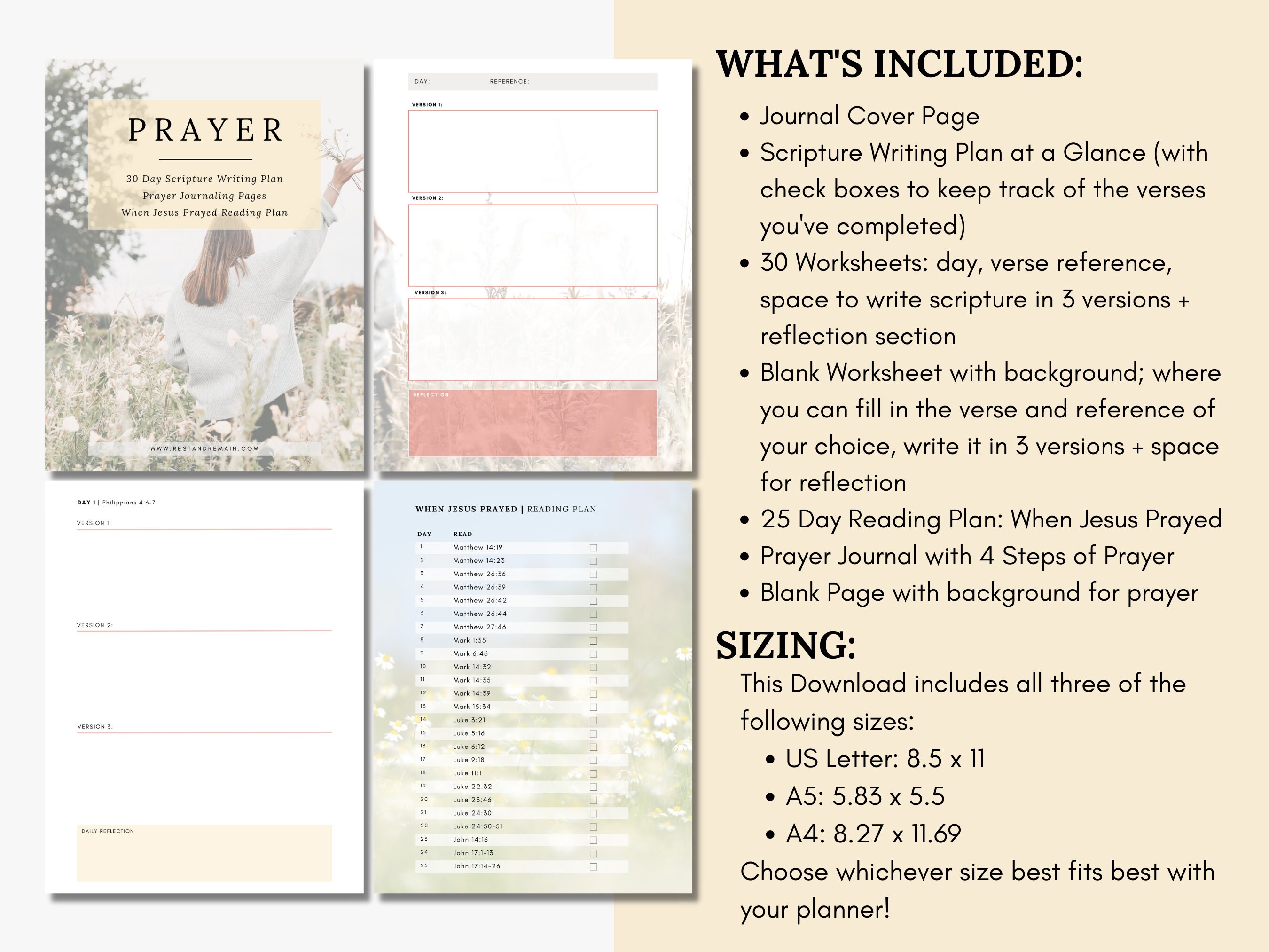 Prayer Scripture Writing and Reading Plan Printable, Bible Study Plan ...