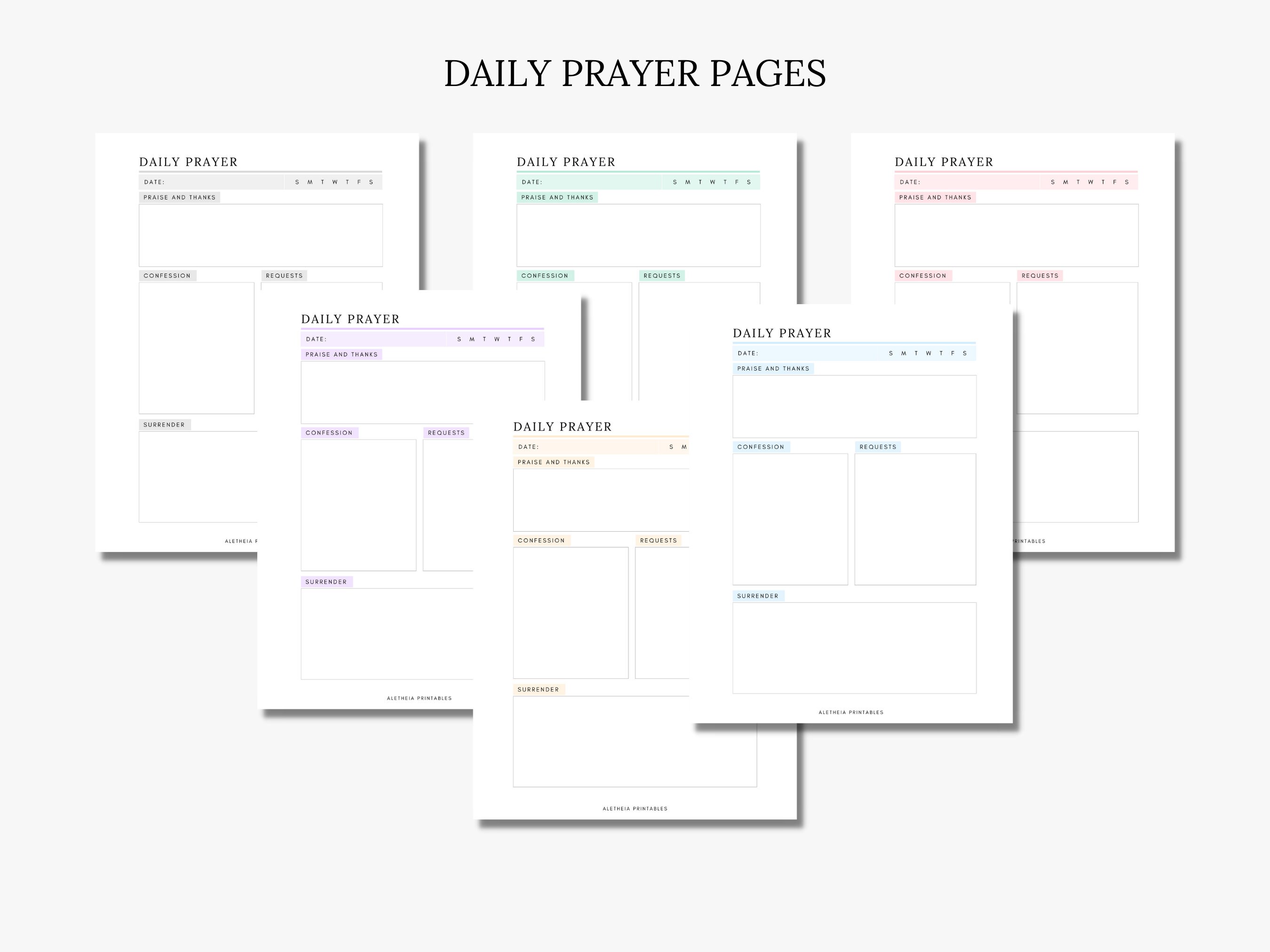 Daily and Weekly Prayer Printable, Bible Study Prayer Time, Christian ...