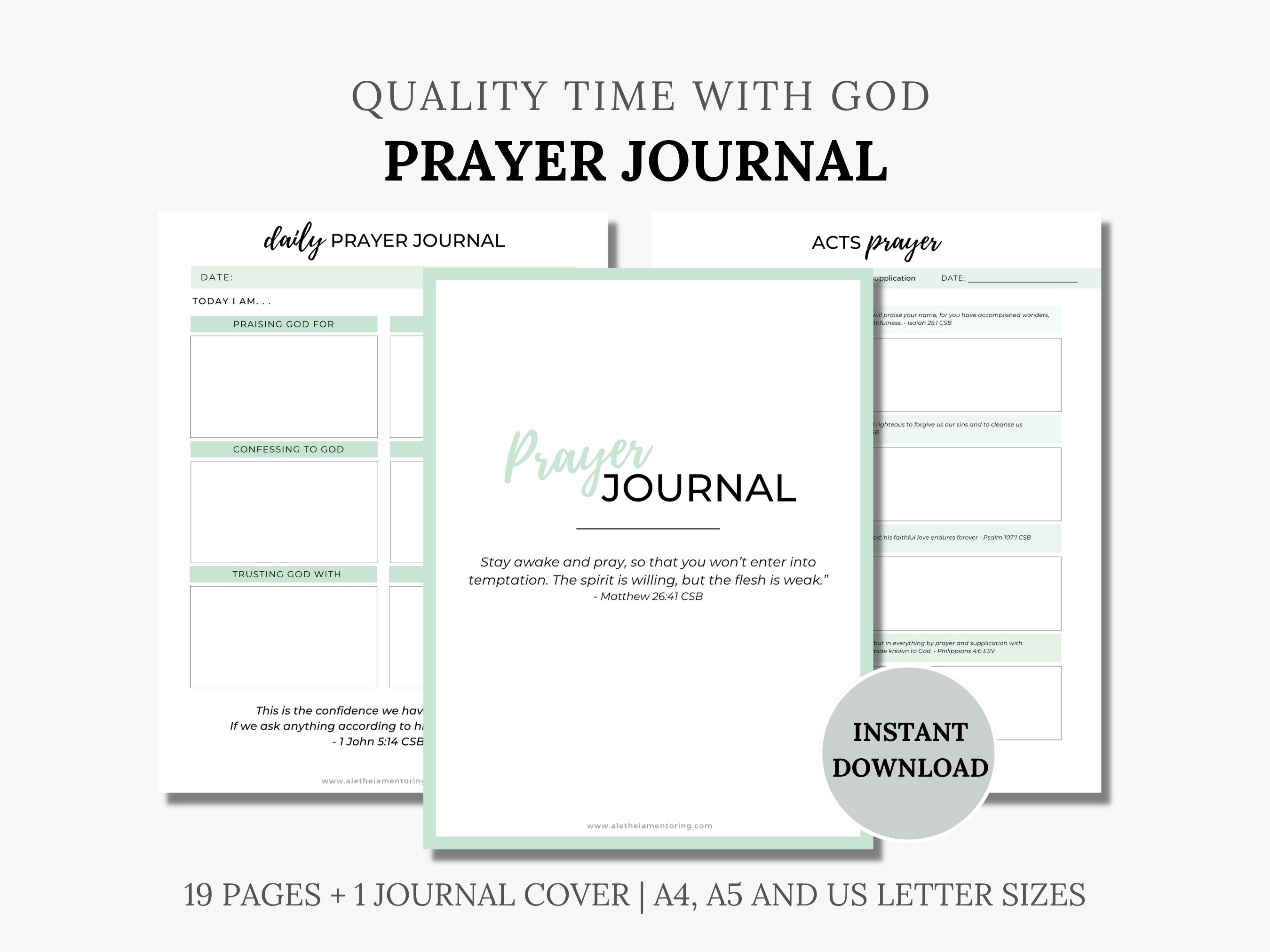 Printable Prayer Journal, ACTS Method Worksheet, Daily and Weekly Faith ...