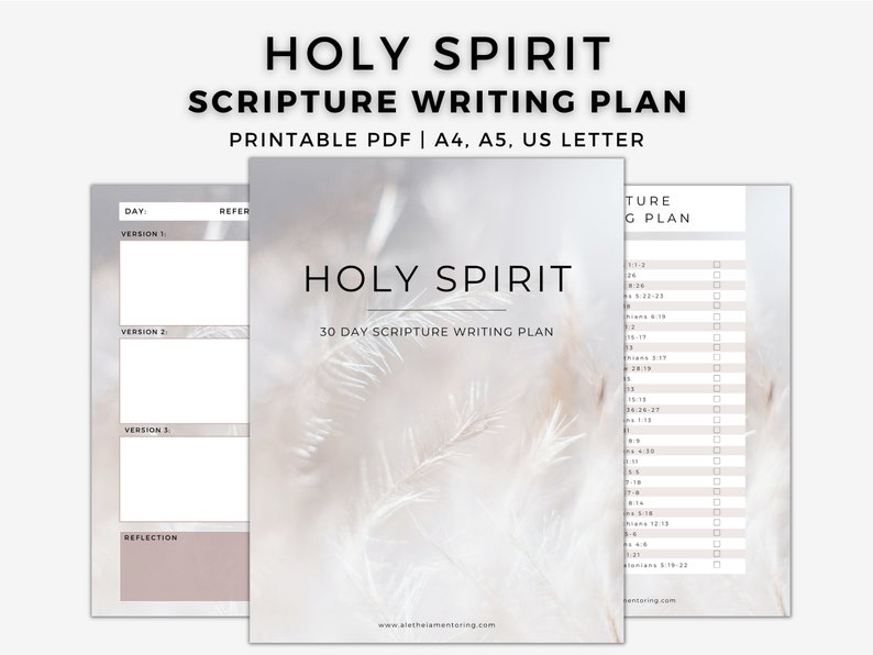 Holy Spirit Scripture Writing Plan Printable, Bible Memory Verse ...