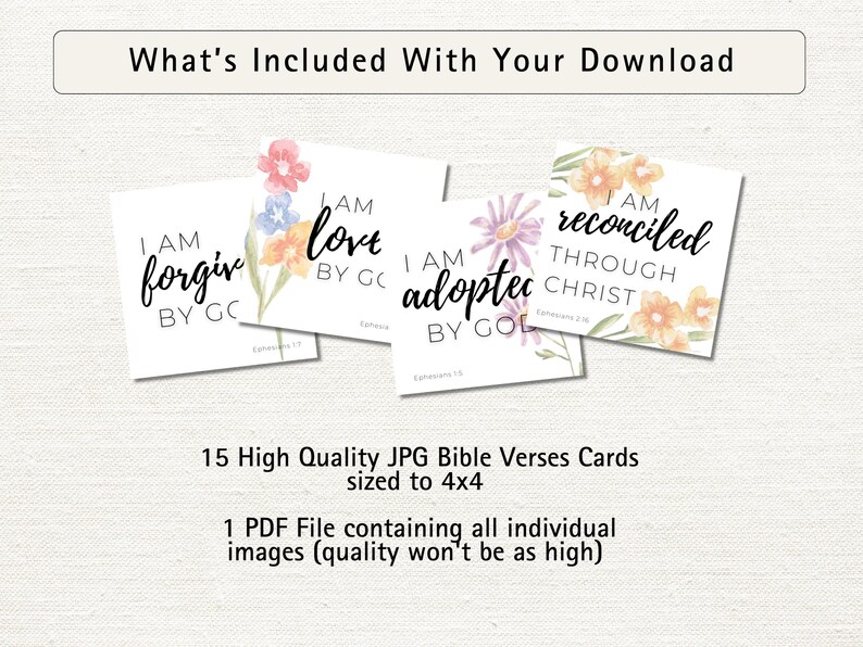 Identity in Christ Floral Bible Verse Memory Cards: Christian ...