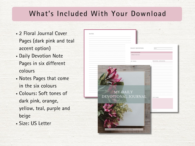 Daily Devotional Journal Printable, Bible Study Reflection Notes, Daily ...