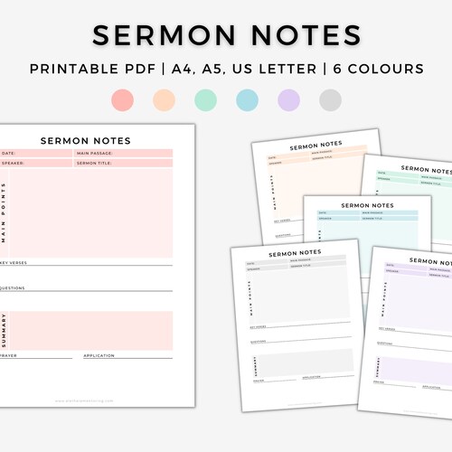 Printable Sermon Summary Notes Scripture and Church Notes - Etsy