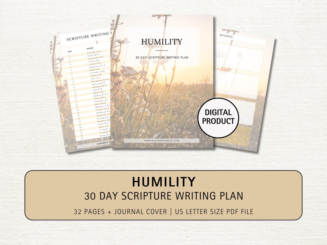 Humility Scripture Writing Plan Printable, Bible Memory Verse Journal ...