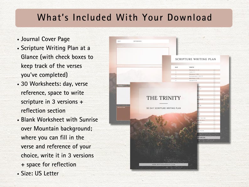The Trinity Scripture Writing Plan Printable, Bible Memory Verse ...