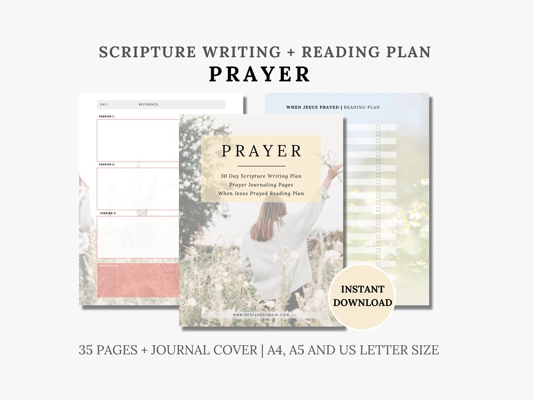 Prayer Scripture Writing and Reading Plan Printable, Bible Study Plan ...