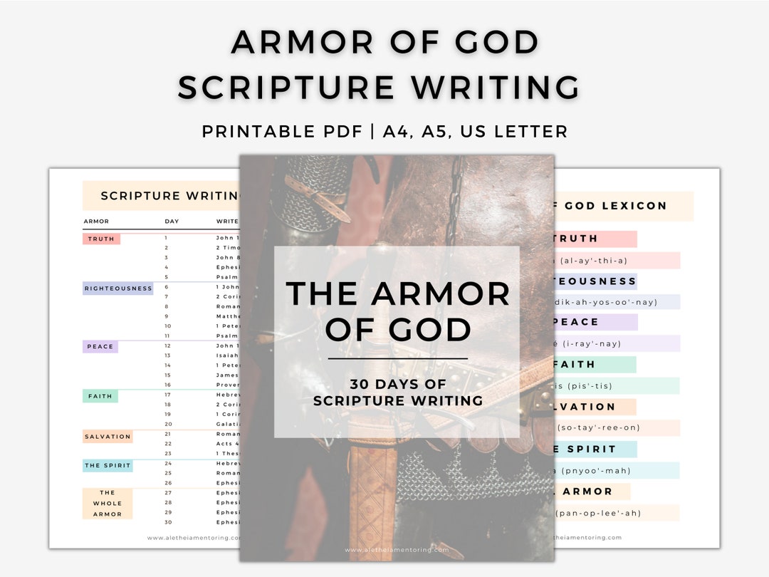 Armor of God Scripture Writing Printable 30 Day Bible Plan - Etsy Canada