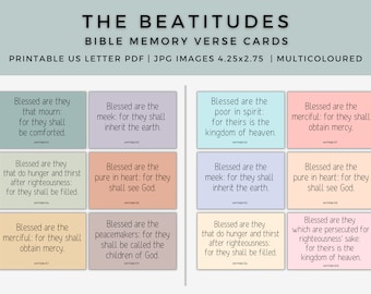 Printable Ink Saver Beatitude Bible Verses Sermon on the Mount ...