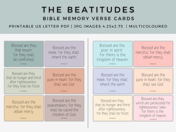 Beatitudes Verse Cards Printable Mini Scripture Cards Bible - Etsy
