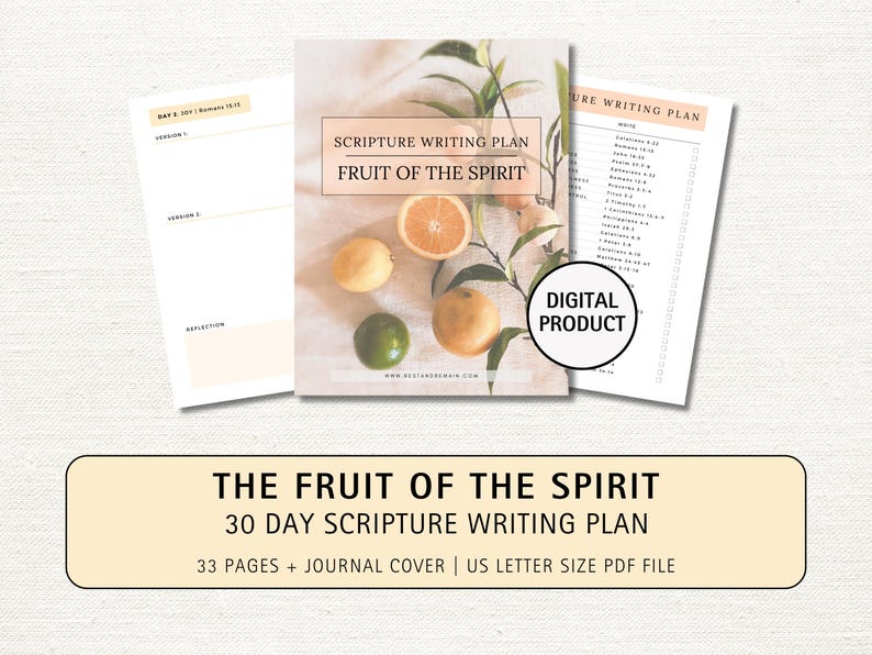 Fruit of the Spirit Scripture Writing Plan: Bible Study Cards (digital ...