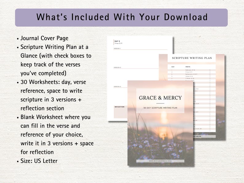 Grace & Mercy Scripture Writing Plan: 30-day Bible Journal (digital ...