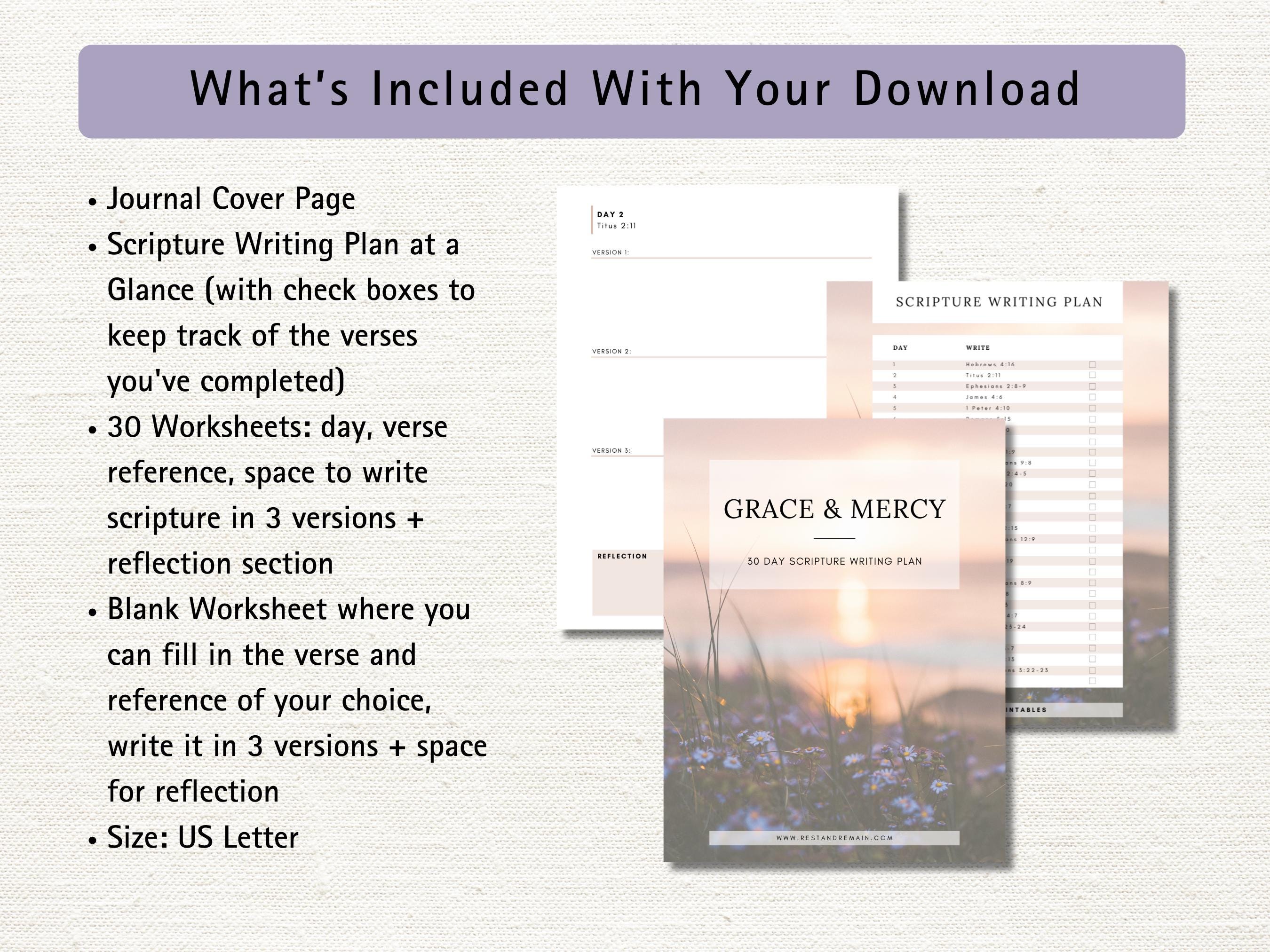 Grace & Mercy Scripture Writing Plan: 30-day Bible Journal (digital ...