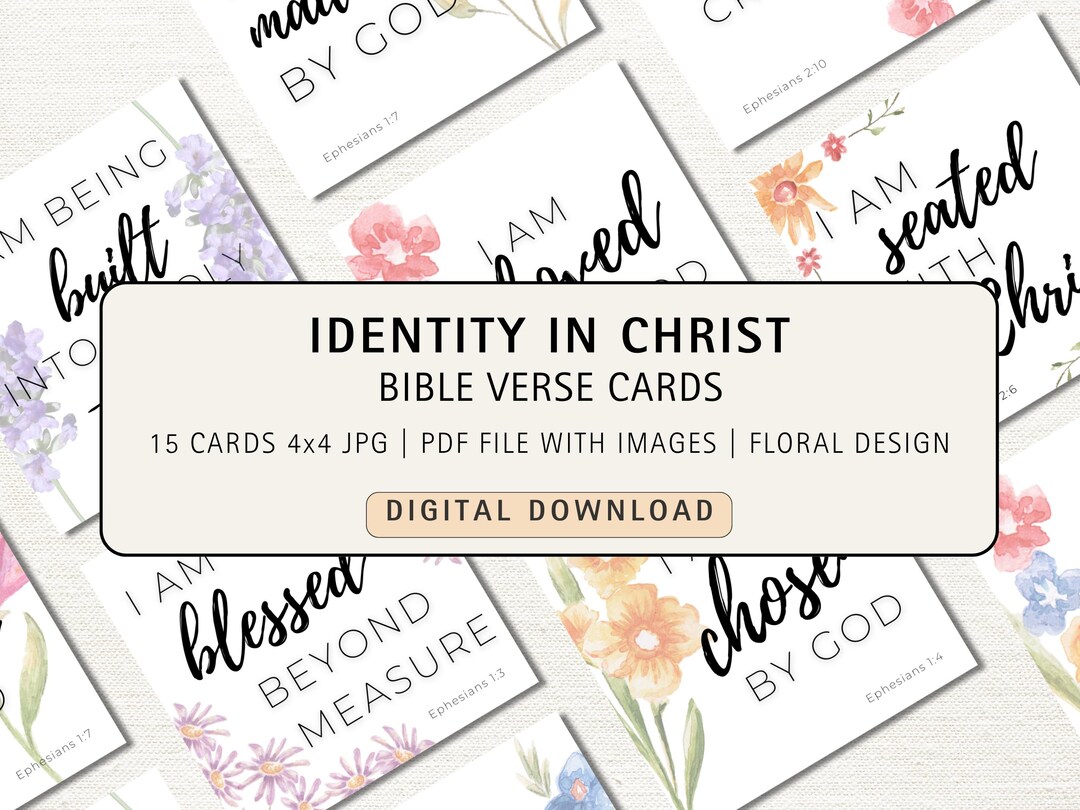Identity in Christ Floral Bible Verse Memory Cards: Christian ...