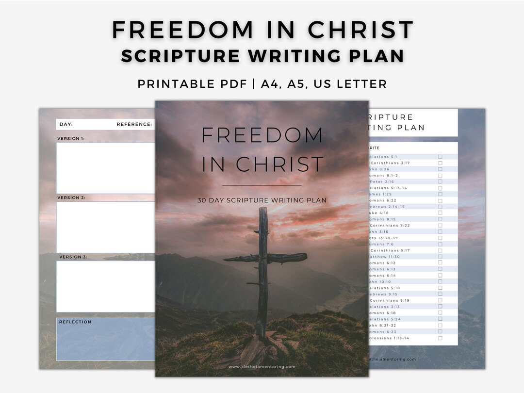 Freedom in Christ Scripture Writing Plan Printable, Bible Memory Verse ...