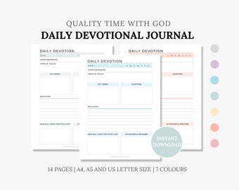 Daily Devotional Notes Template, Bible Study Notes, Prayer List, Time ...