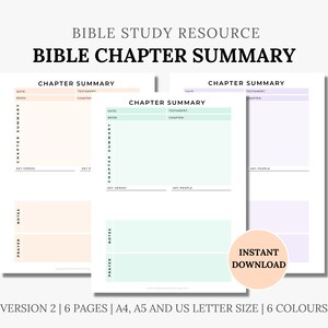 Printable Bible Chapter Summary Notes, Bible Study Planner Pages ...