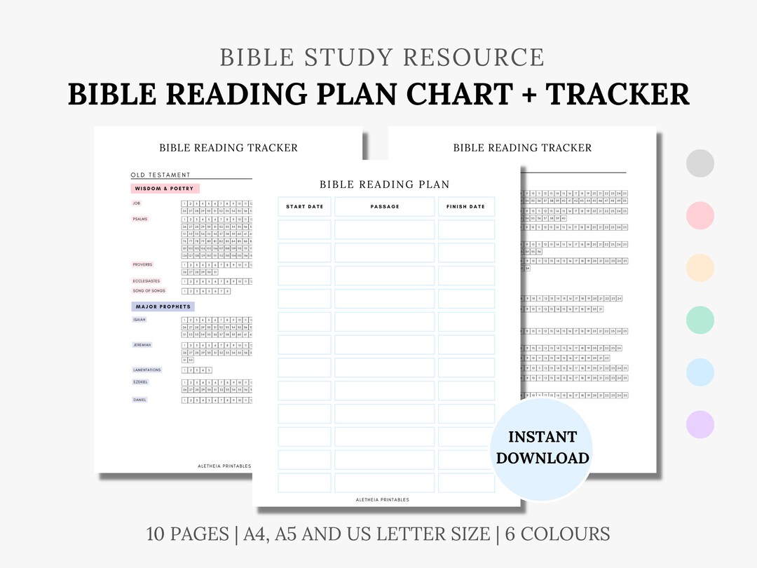 Bible Reading Plan Chart Printable, Bible Tracker, Bible Study Resource ...