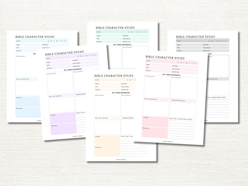 Bible Character Study Printable: Christian Study Notes (digital ...