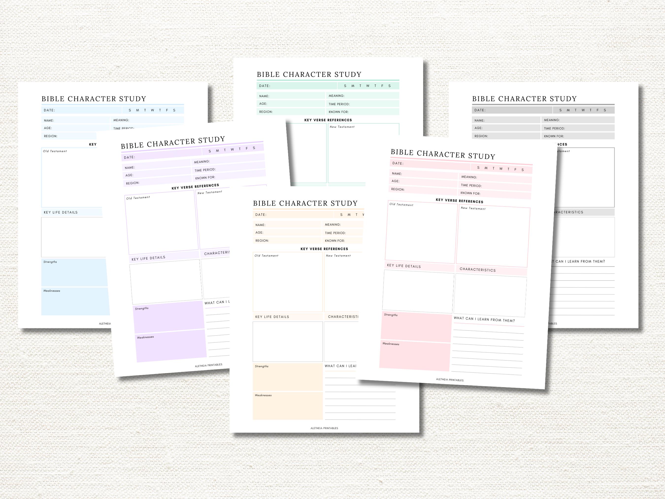 Bible Character Study Printable: Christian Study Notes (digital ...