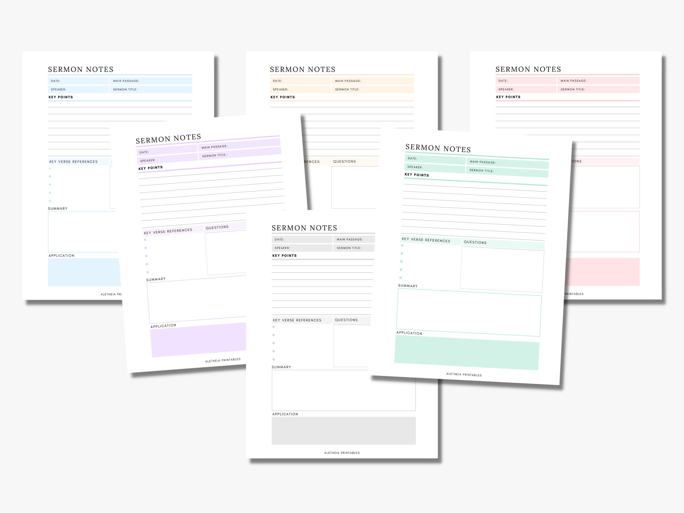Printable Sermon Summary Notes Church Notes Faith Planner Binder