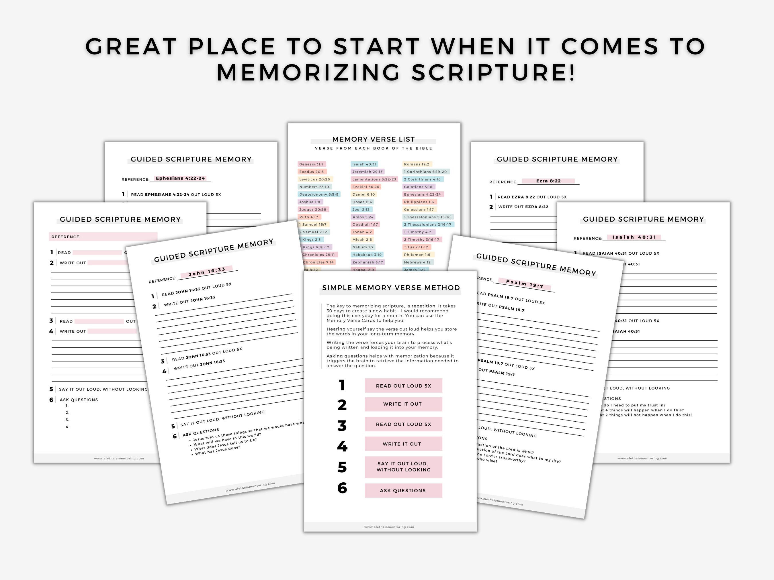 Bible Memory Verse Method Printable Scripture Memorization - Etsy Canada